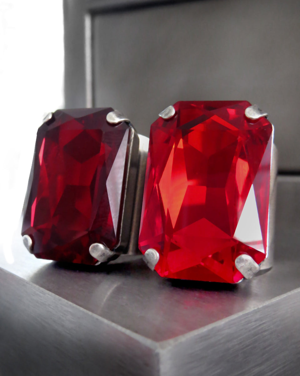 ARISTOCRAT - Large Red Crystal Ring - Bright Red or Wicked Dark Red ...