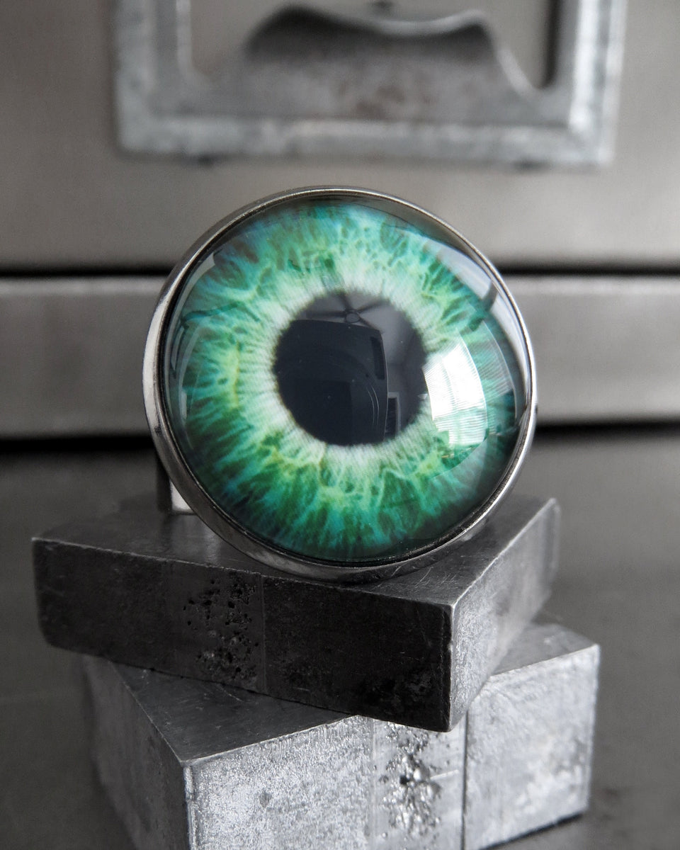 Monster Gothic Green Eyeball Ring - 2 Sizes - Goth Halloween Ring ...
