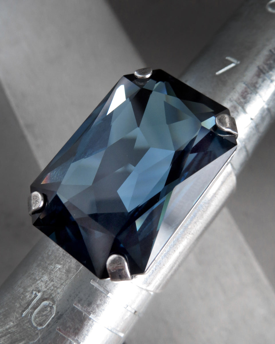 NOBILITY - Large Rectangle Crystal Ring in Deep Midnight Blue ...